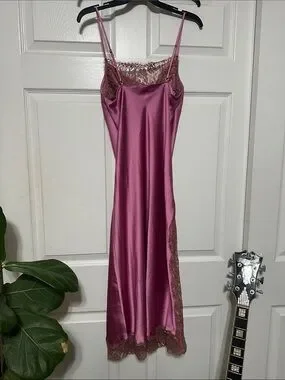 Intimates & Sleepwear | Silky Mauve Slip Dress With Lace Trim | Poshmark